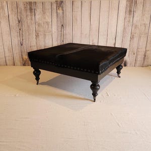 Large Beautiful Black Cowhide Ottoman - Etsy