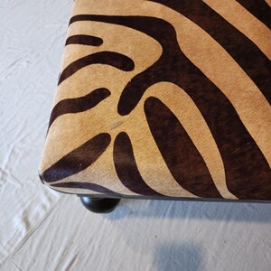 Rustic Dark Walnut Zebra Print Cowhide Ottoman - Etsy
