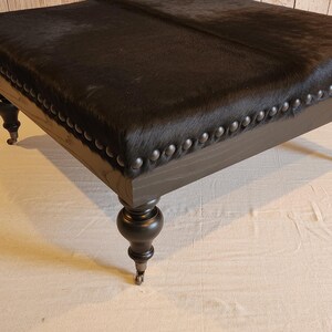 Large Beautiful Black Cowhide Ottoman - Etsy
