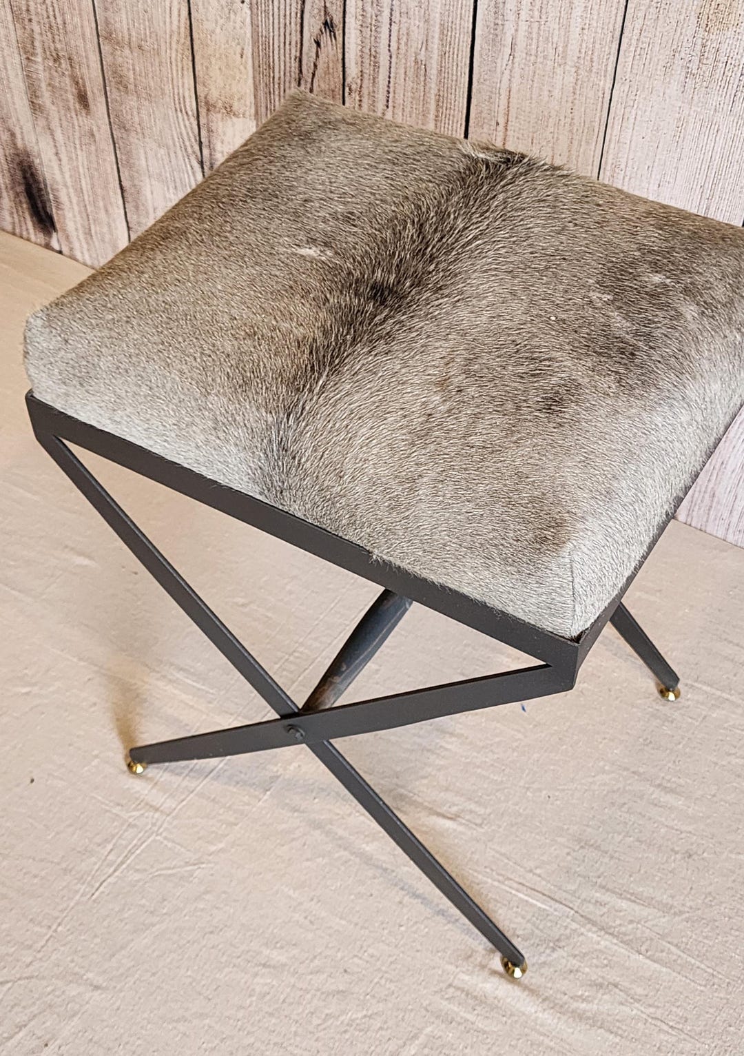Decorative Cowhide Metal Stool / Vanity Bench - Etsy