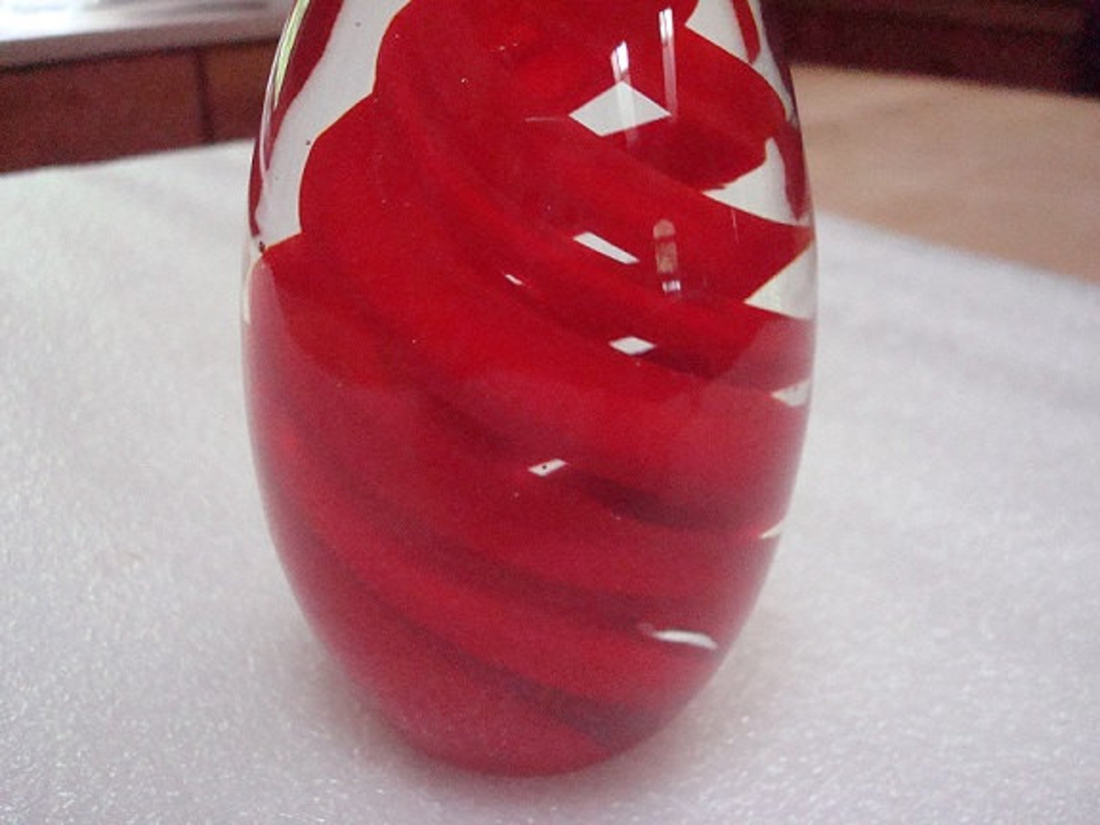 Large Red Swirled Cone Shaped Clear Glass Murano Paperweight 5 1/4 ...