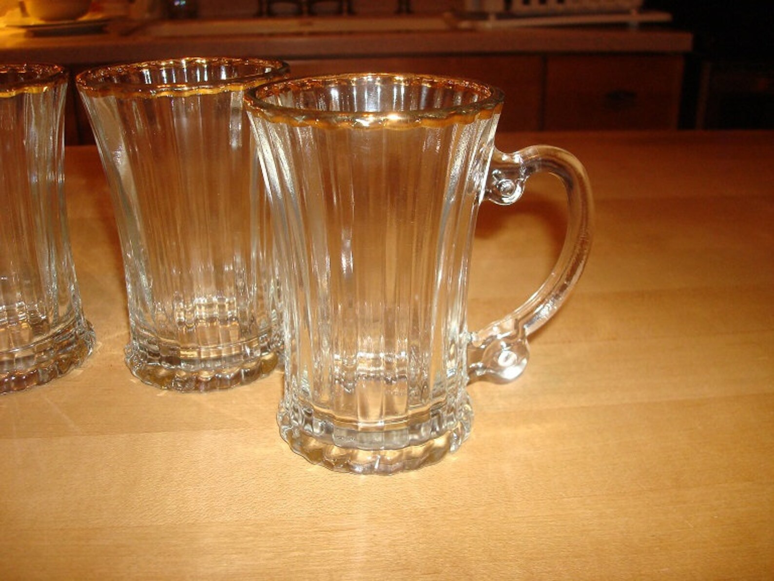 Set of Four Mikasa Crystal Gold Rimmed Pleated Drinking Mugs / - Etsy