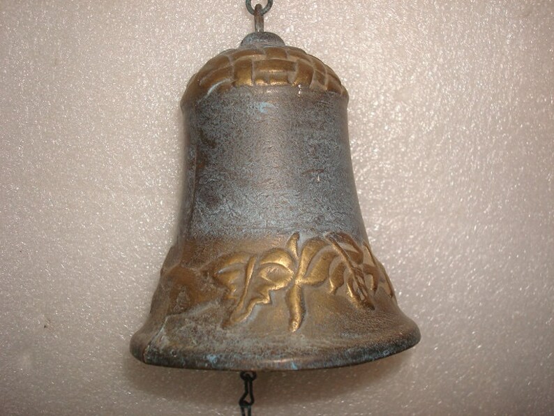 Beautiful Unique Style Heavy Brass Bell With Blue Distressed - Etsy