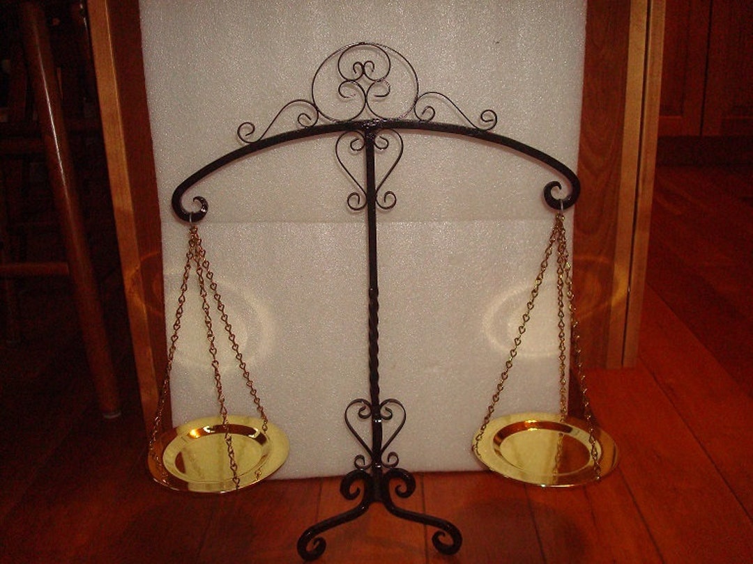 Vintage Decorative Heavy Black Metal and Gold Toned Scales of Justice ...