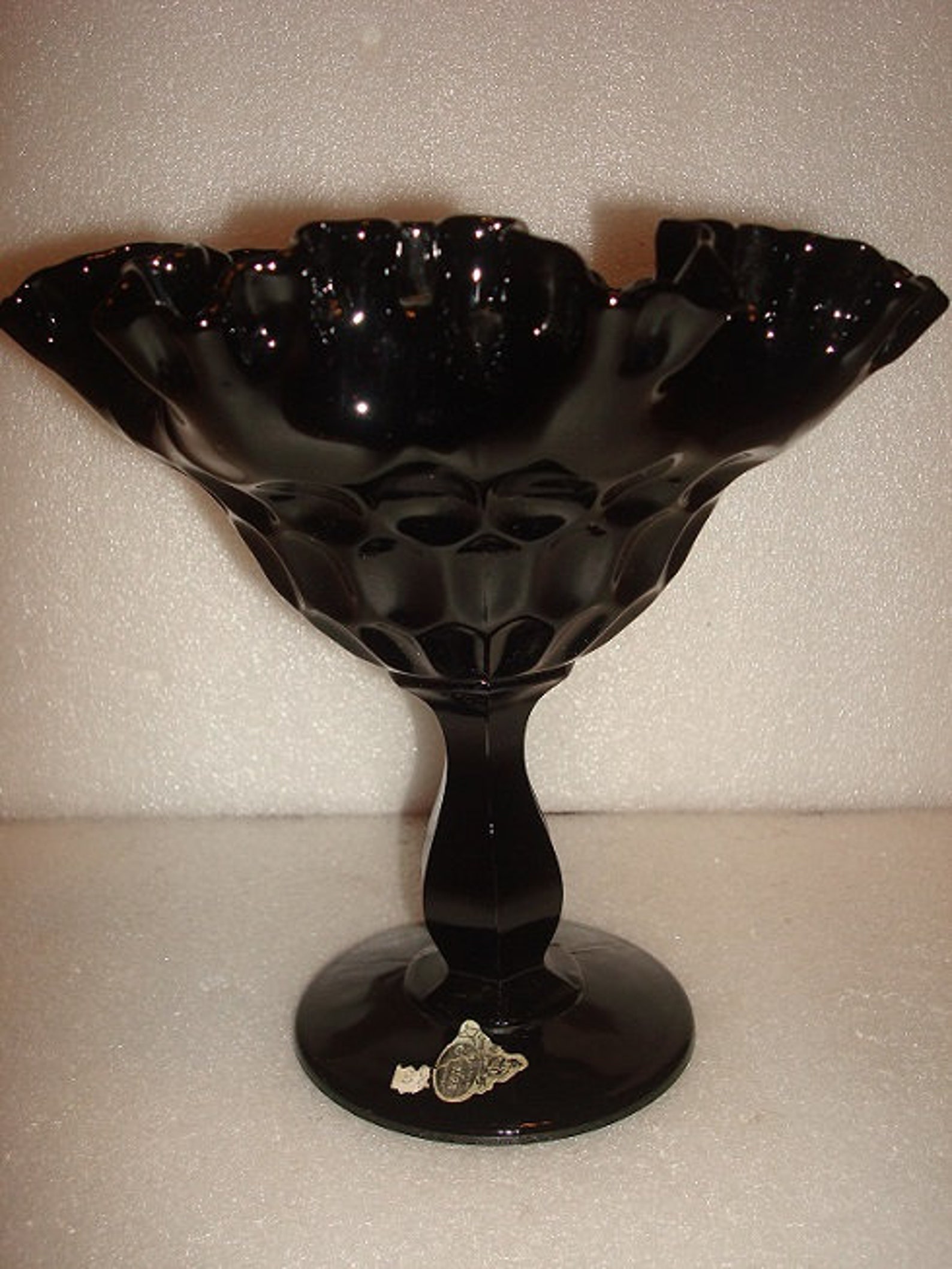 Vintage Large Beautiful Fenton Black Ebony Glass Ruffled | Etsy