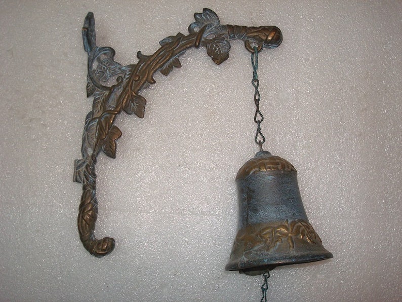 Beautiful Unique Style Heavy Brass Bell With Blue Distressed - Etsy