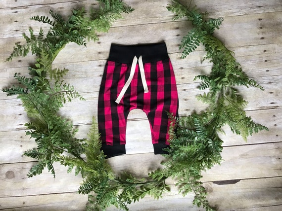 Newborn Girls HOT PINK Buffalo Plaid Joggers / Baby Girls | Etsy