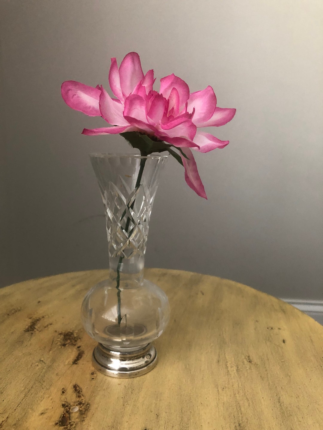 Vintage Sterling Silver & Crystal Cut Glass Bud Vase - Etsy