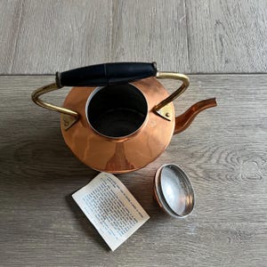 Vintage TAGUS Portugal Copper Tea Kettle Swan Spout Copperteapot Coffee ...