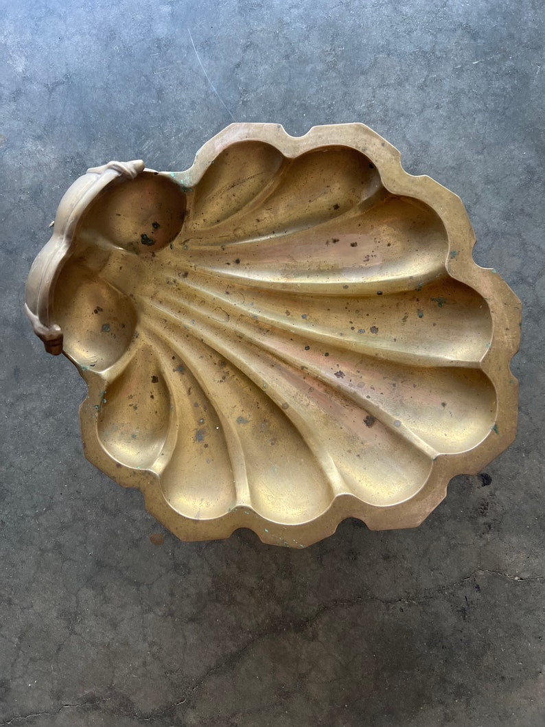 Vintage Heavy Brass Footed Clam Scallop Sea Shell Bowl Dish - Etsy