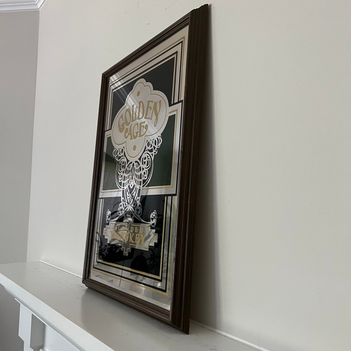 Vintage Golden Age Whiskey Bar Mirror: Framed Liquor Advertising, 20 ...