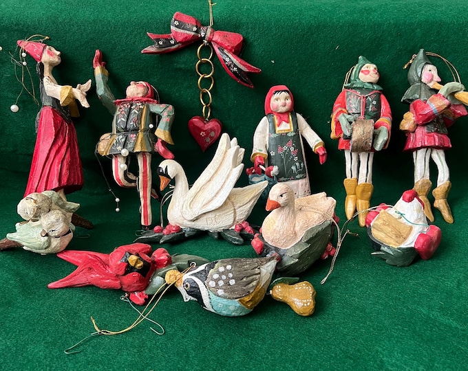 Vintage House of Hatten Complete Set 12 Days of Christmas Ornaments ...