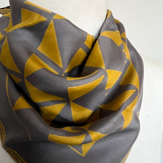 Vintage Italian Silk Scarf Ashear Silk Scarf Geometri… - Gem