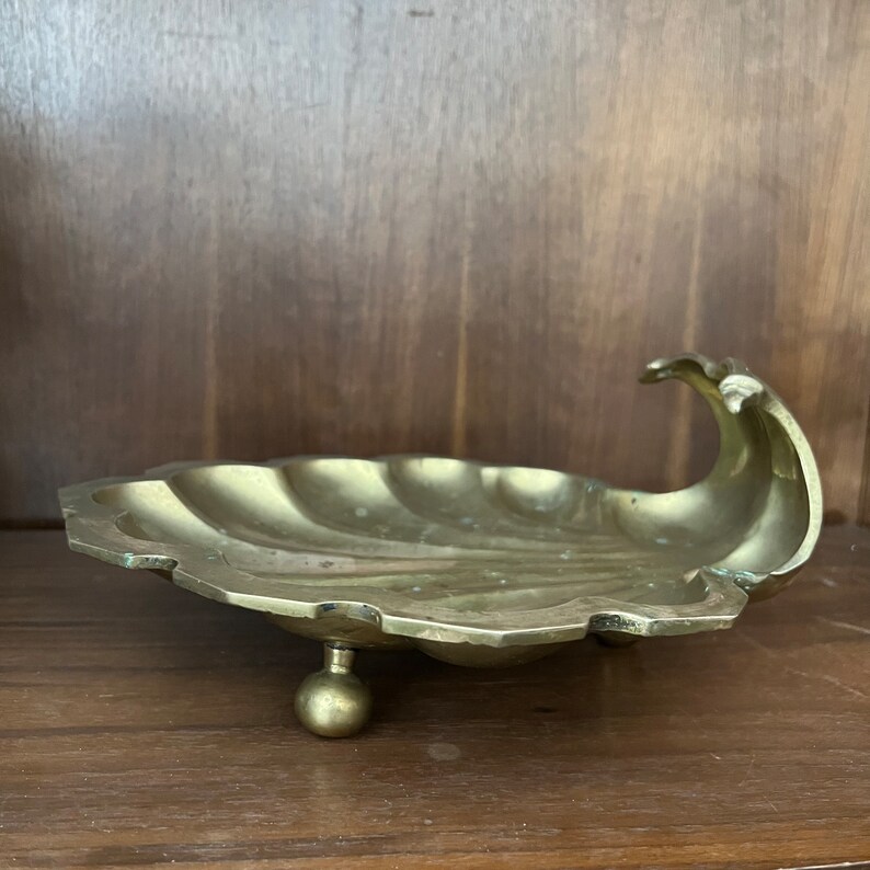 Vintage Heavy Brass Footed Clam Scallop Sea Shell Bowl Dish - Etsy