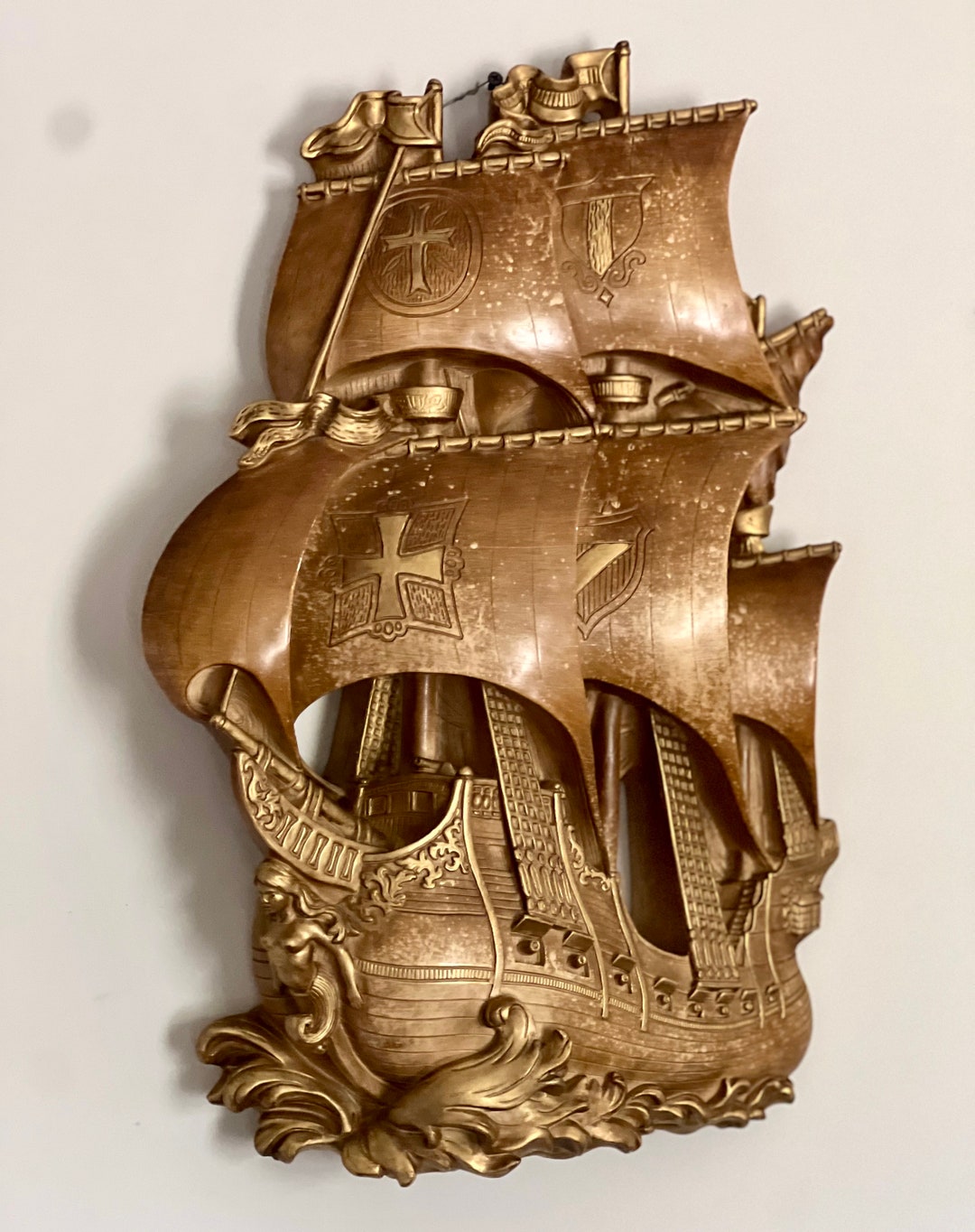 Vintage Universal Statuary Gold Gilded Mermaid Sail Ship Wall Art - Etsy