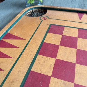 Antique Wooden Carrom Board Game Rare All Wooden Rings and Pins Double ...