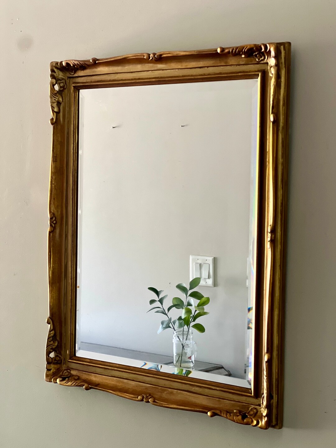 Vintage Gold Gilt Mirror Ornately Carved Rectangular Shape Gold Gilt ...