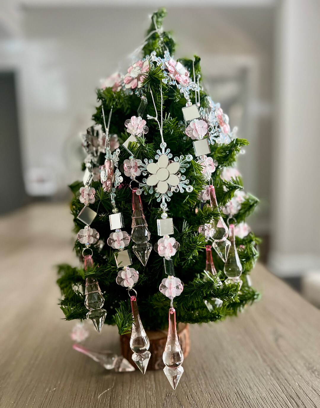 Pink Snowflake Holiday Ornaments Set of 16 Handcrafted Snowflake Decor ...