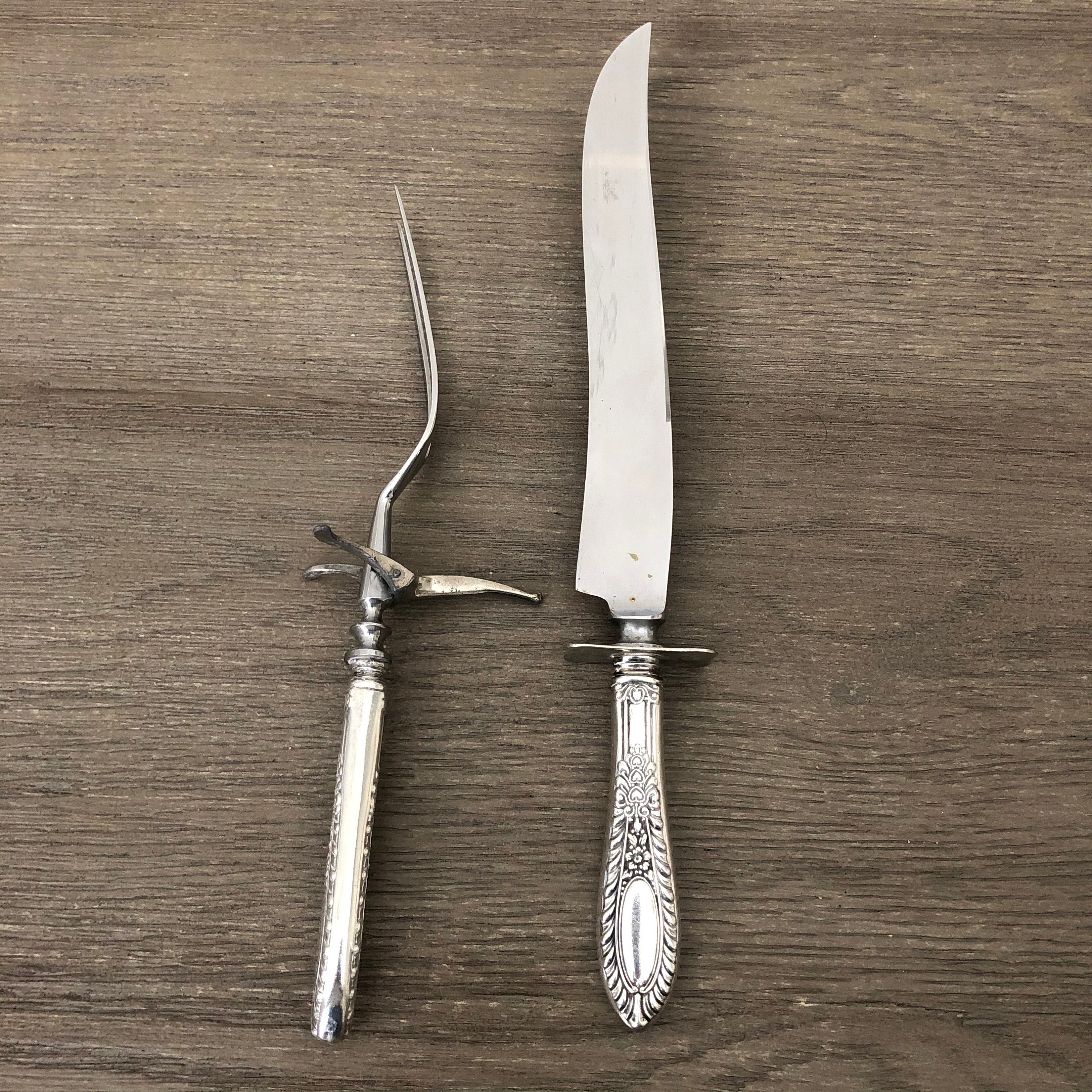Sterling Silver Meat Carving Set Sterling Holiday Table | Etsy