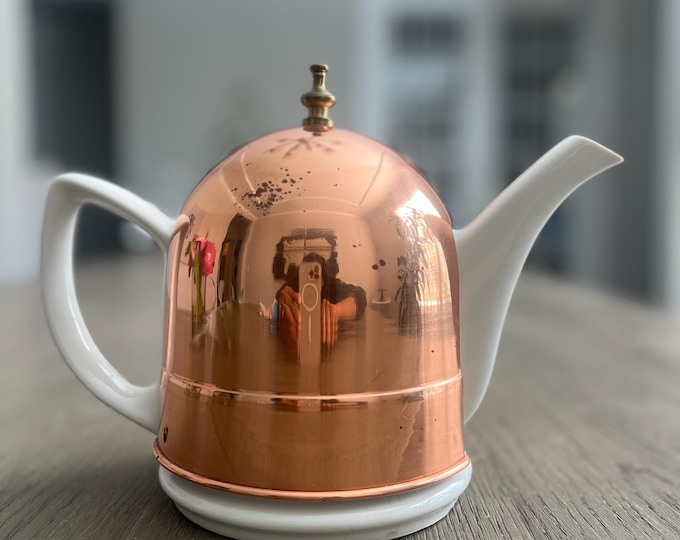 Vintage Baker Hart & Stuart Teapot: White Ceramic With Copper Cozy - Etsy