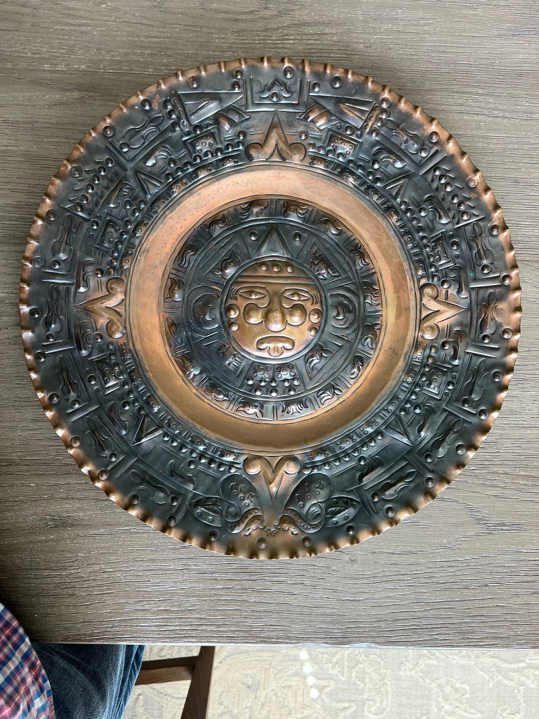 Hand Hammered Copper Aztec Calendar Wall Art - Made in Mexico, 16 Inch ...