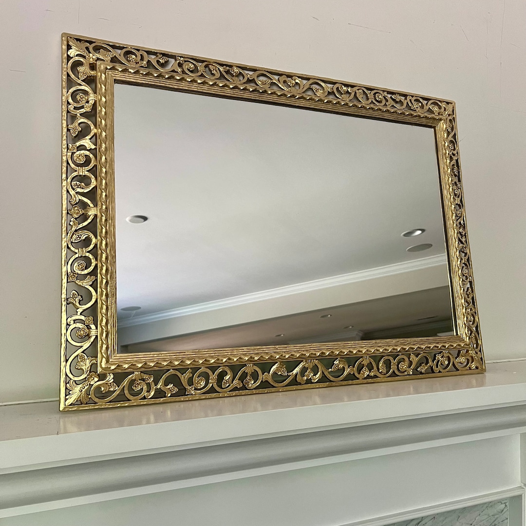 Vintage Syroco Gold Ornate Rectangular Mirror: 1960s Hollywood Glamour ...