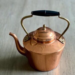 Vintage TAGUS Portugal Copper Tea Kettle Swan Spout Copperteapot Coffee ...