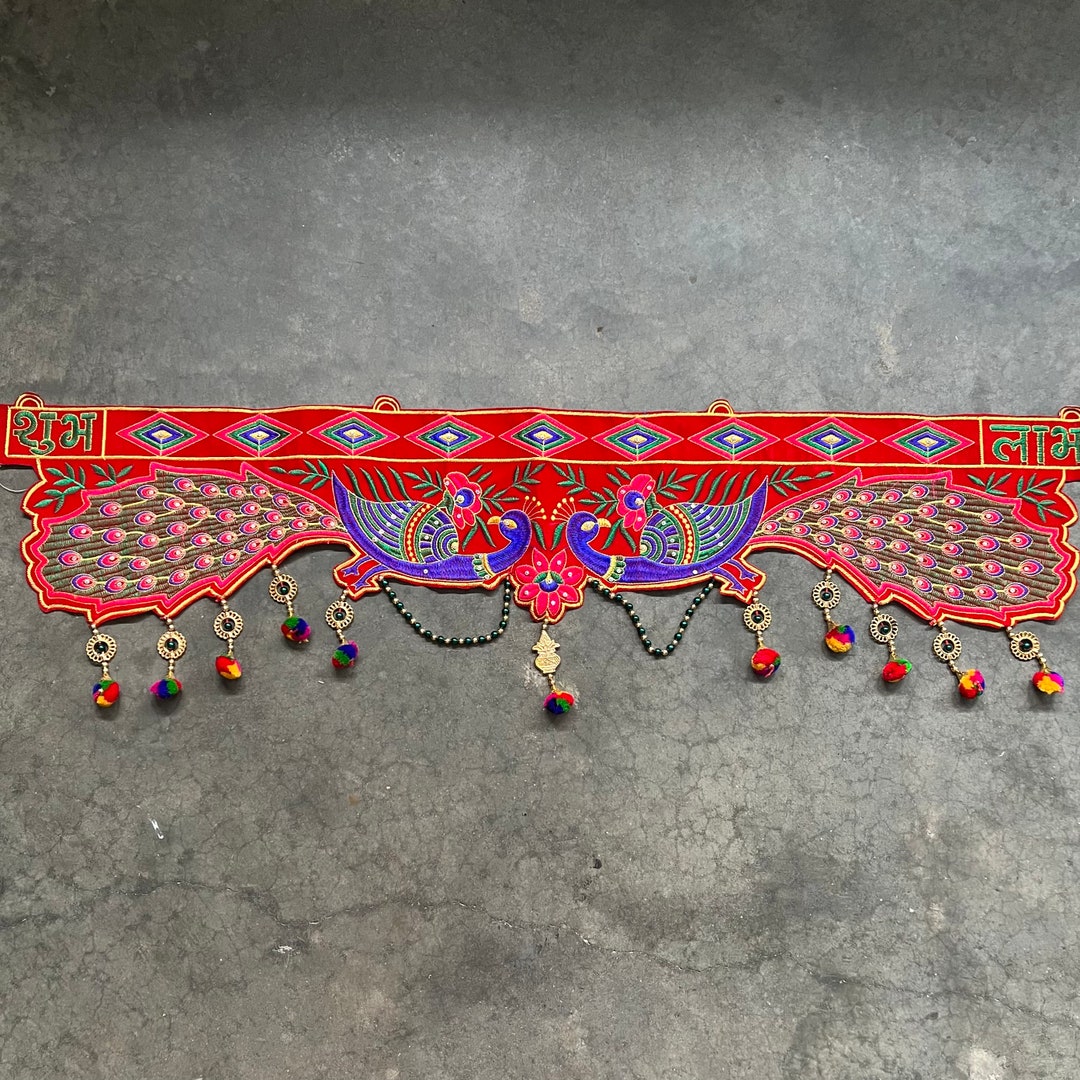 Traditional Indian Toran Shubh Labh Entryway Hanger Colorful Fabric ...