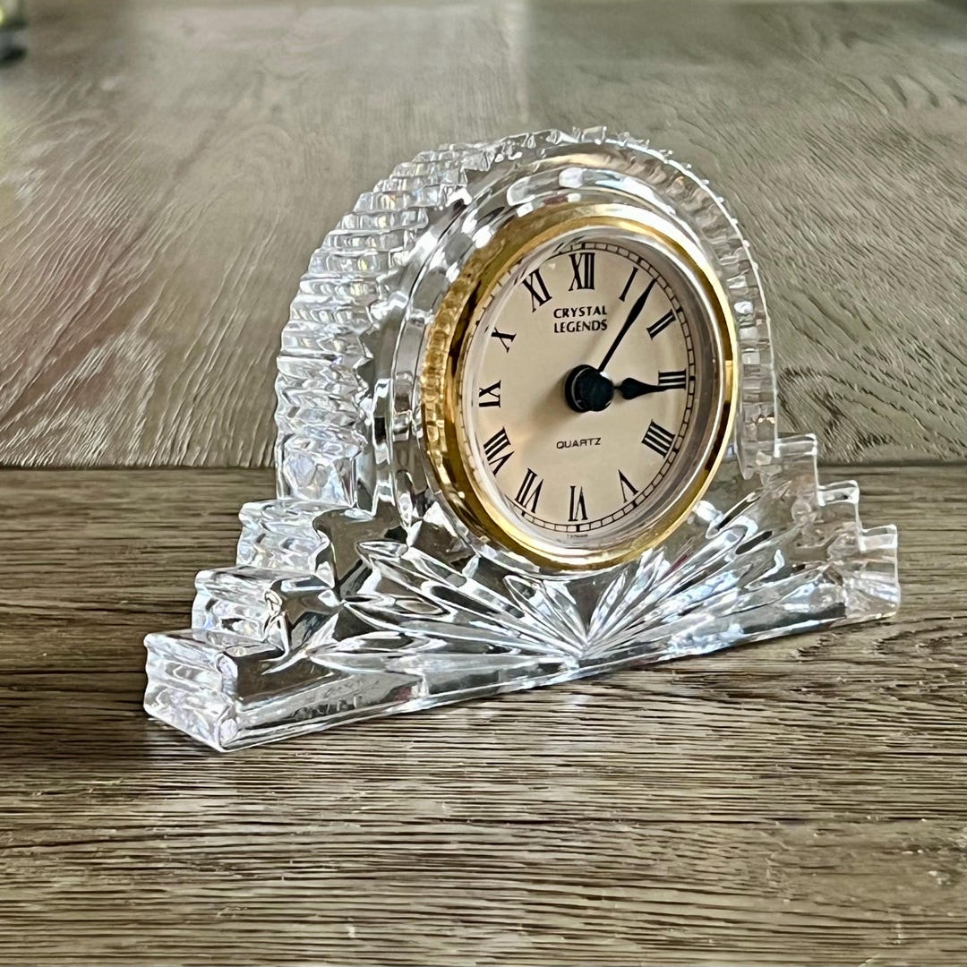 Vintage Lead Crystal Clock Crystal Legends by Godinger Crystal Clock ...