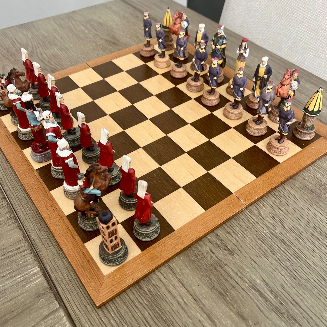 Vintage Chess Set Ming Dynasty Mongols Asian Oriental Chinese 3 Inch ...