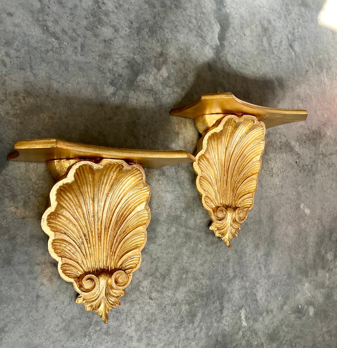 Vintage Italian Florentine Gold Wall Shelves Ornate Gold Gilt ...