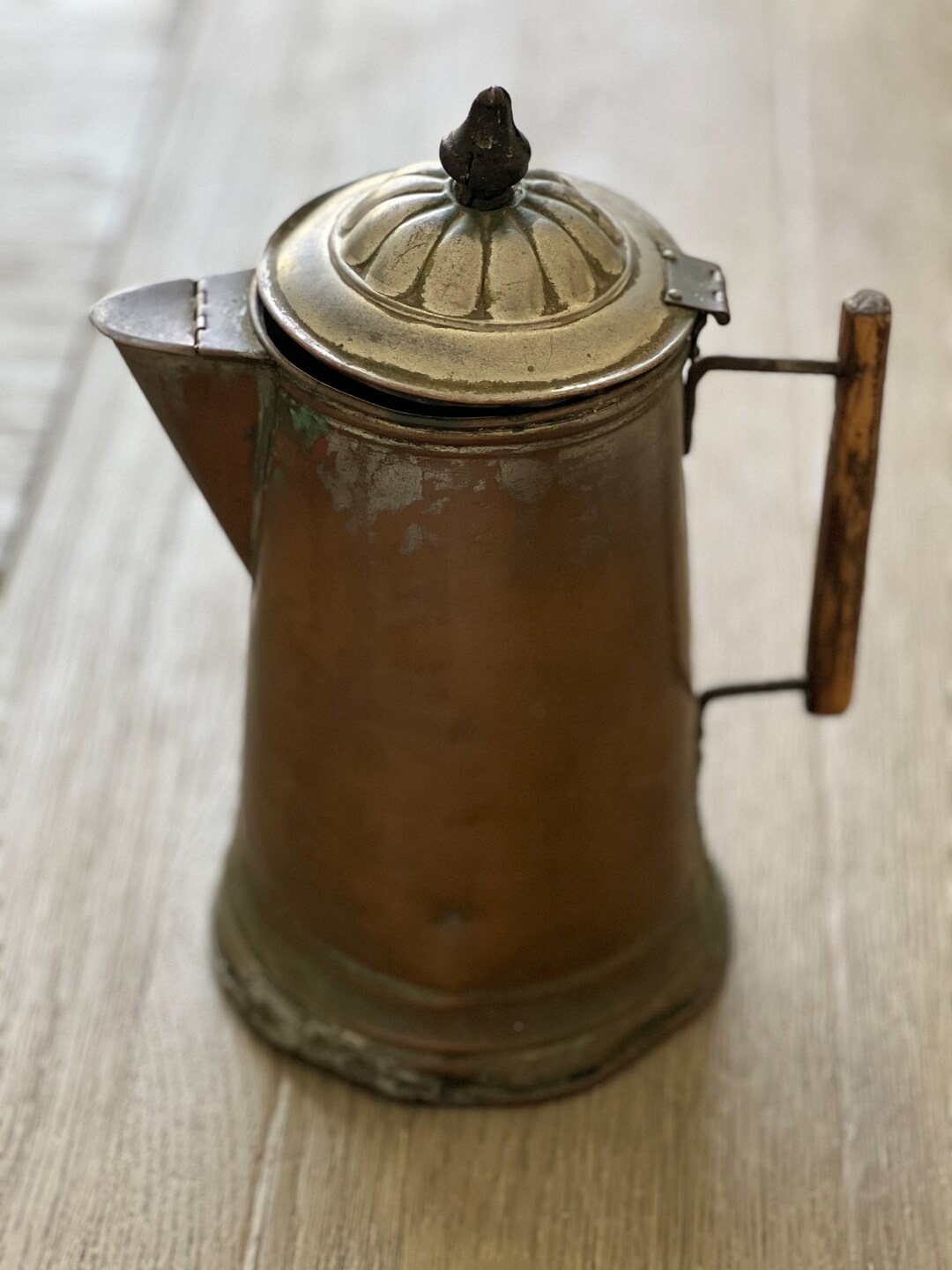 Antique Copper Water Pitcher Large Hand Wrought and Hand Forged Copper ...