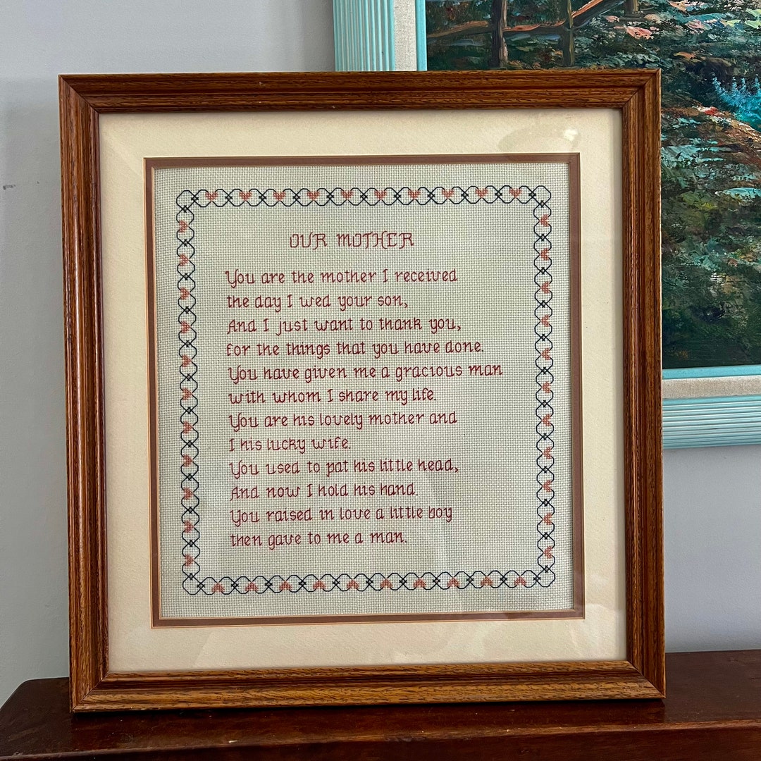 Vintage Framed Cross Stitch Poem - Mother in Law Gift - Etsy UK