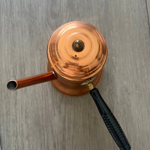 Vintage Copper Chocolate Pot Brandy Warmer Cognac Flambe Pan With Lid ...