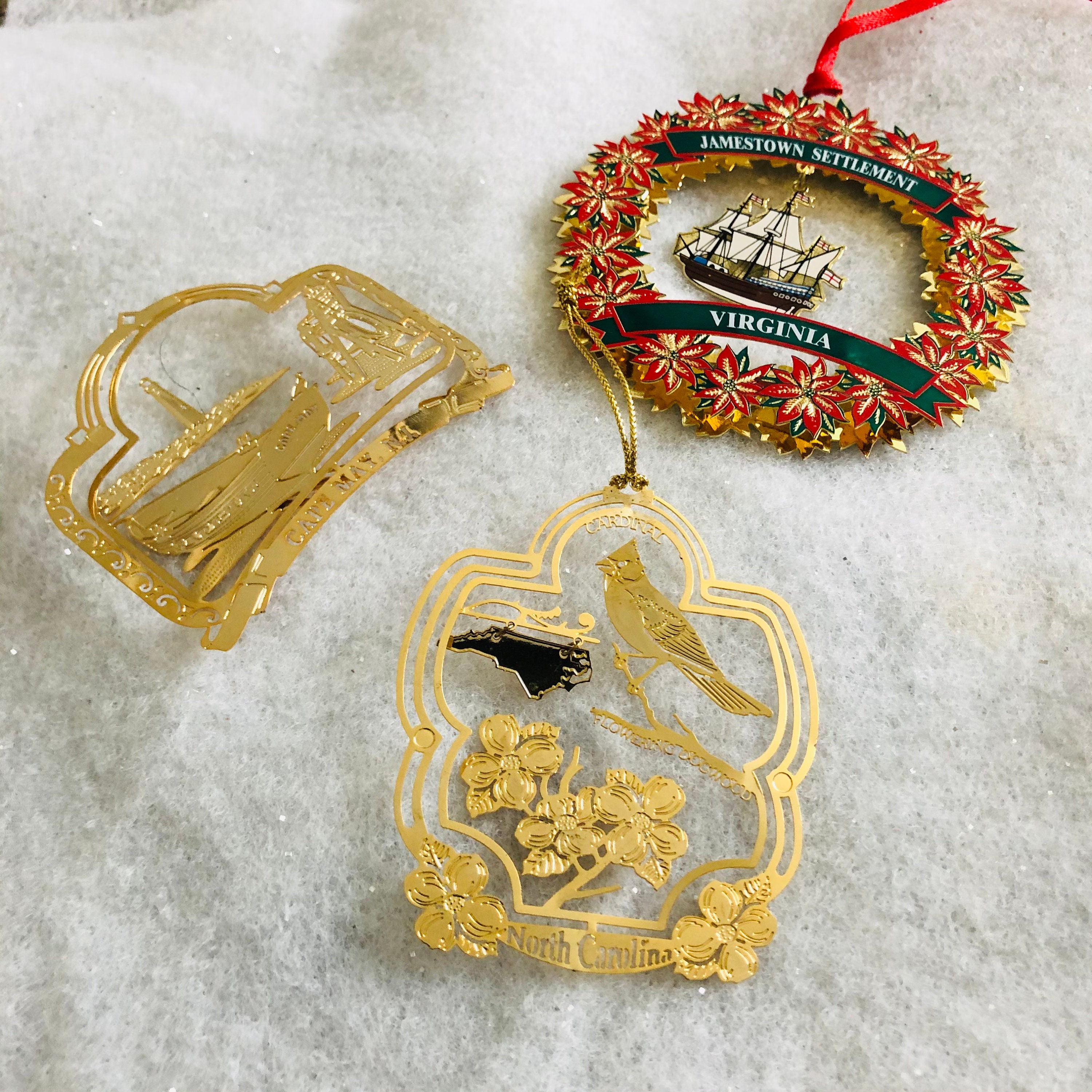Vintage Ornaments US States Souvenir Brass Ornaments Set of 8 Assorted ...
