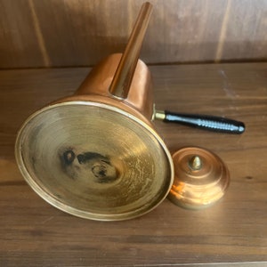 Vintage Copper Chocolate Pot Brandy Warmer Cognac Flambe Pan With Lid ...