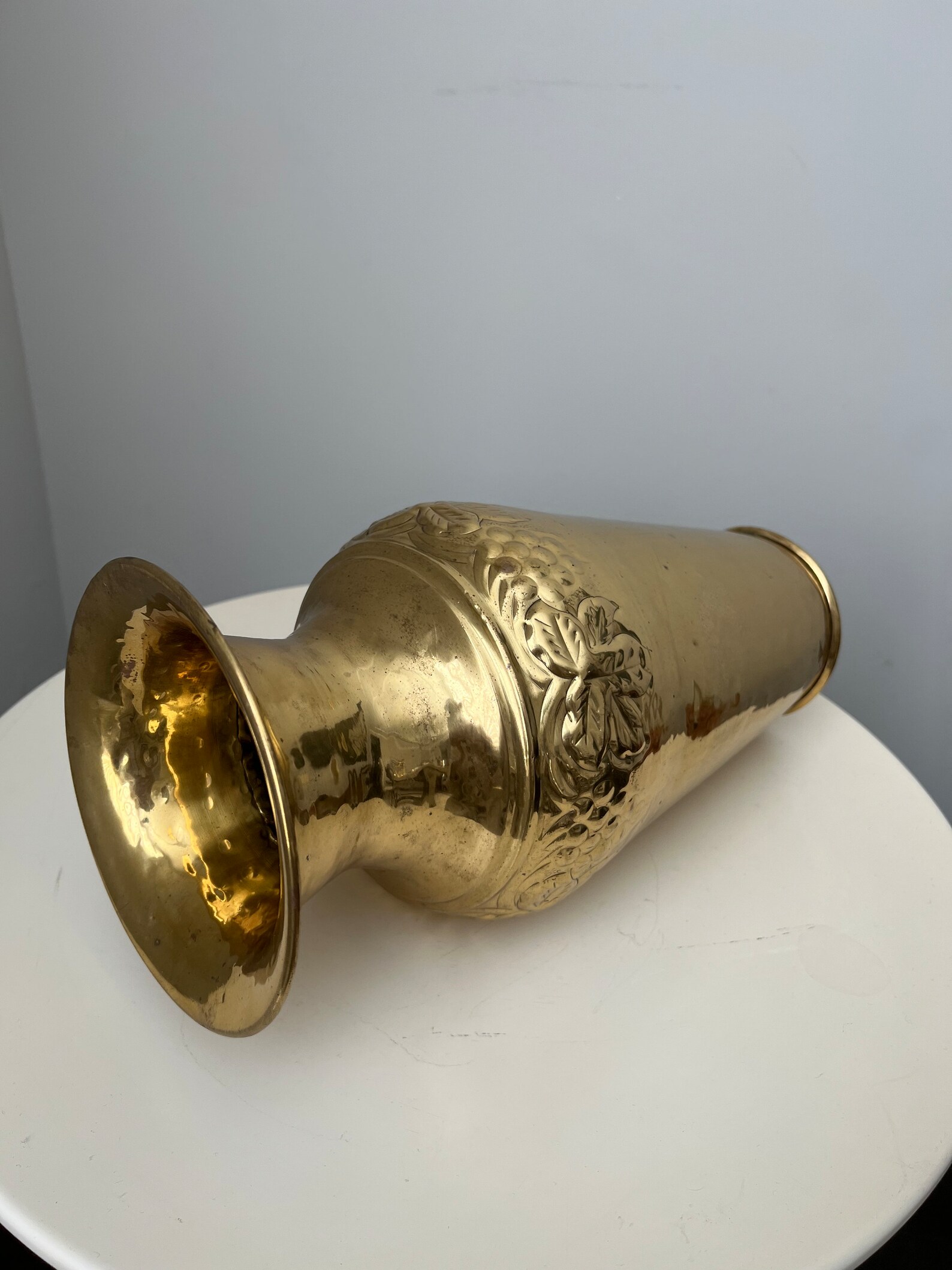 Vintage Large Gold Vase Solid Brass Vase Engraved Embossed - Etsy