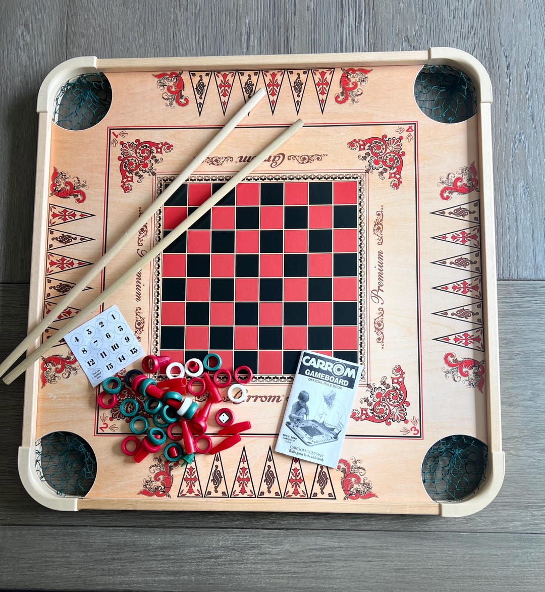 Wooden Carrom Board Game Double Sided Square Multi Game Board Checkers ...