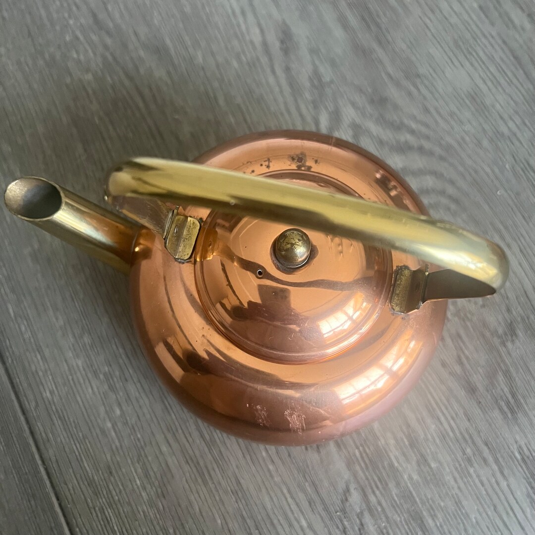Copper Tea Kettle Stub Spout Small Copper Tea / Coffee Pot Brass Handle ...