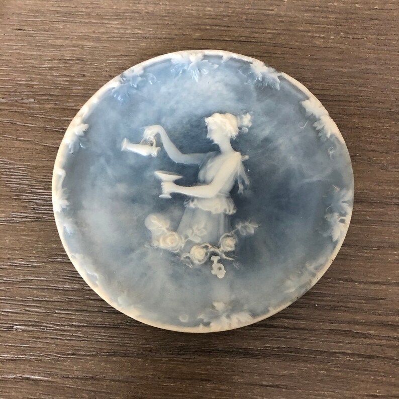 Genuine Incolay Stone Plate Handcrafted Blue White Display | Etsy