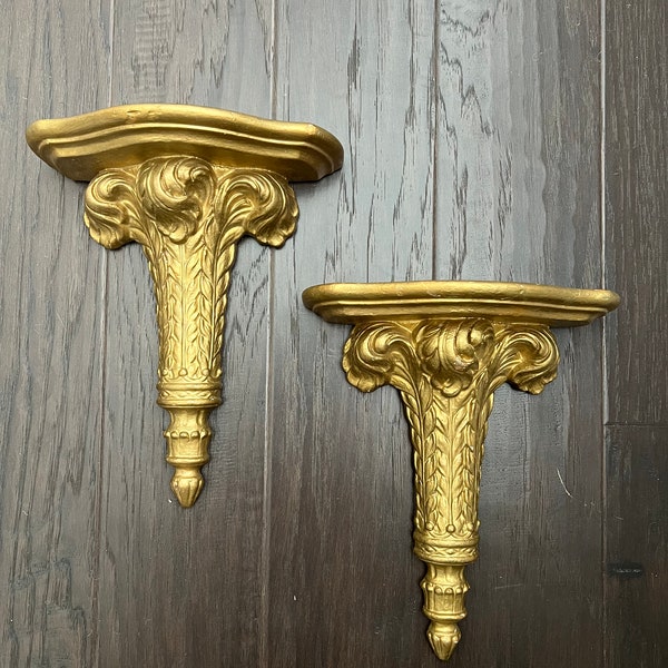 Floating Shelves With Gold Bracket - Etsy