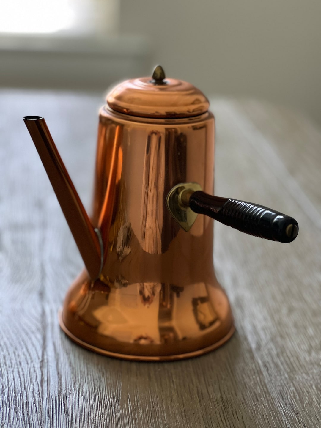Vintage Copper Chocolate Pot Brandy Warmer Cognac Flambe Pan With Lid ...
