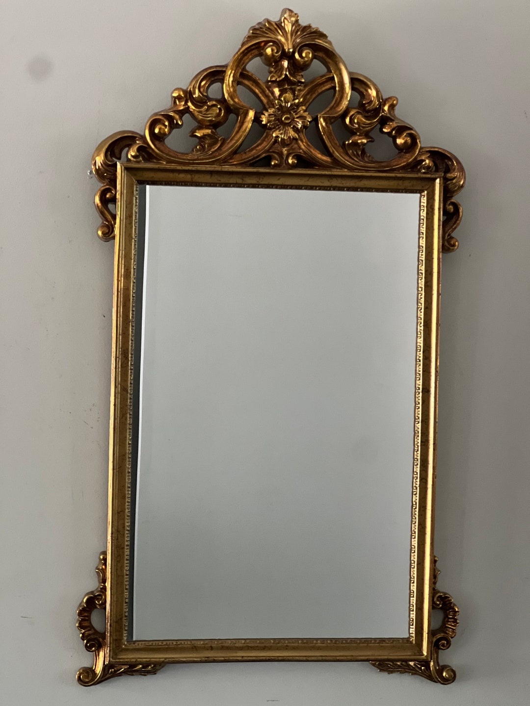 Vintage Gold Gilt Mirror Rectangular 40 Inch Gold Gilt Mirror Carved ...