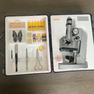 Vintage Microscope Sears 1200X Zoom Microscope Lab Kit With Slides ...