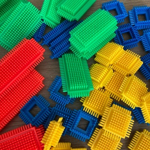Vintage 1976 Playskool Bristle Blocks: 48-piece Collectible Toy Set - Etsy