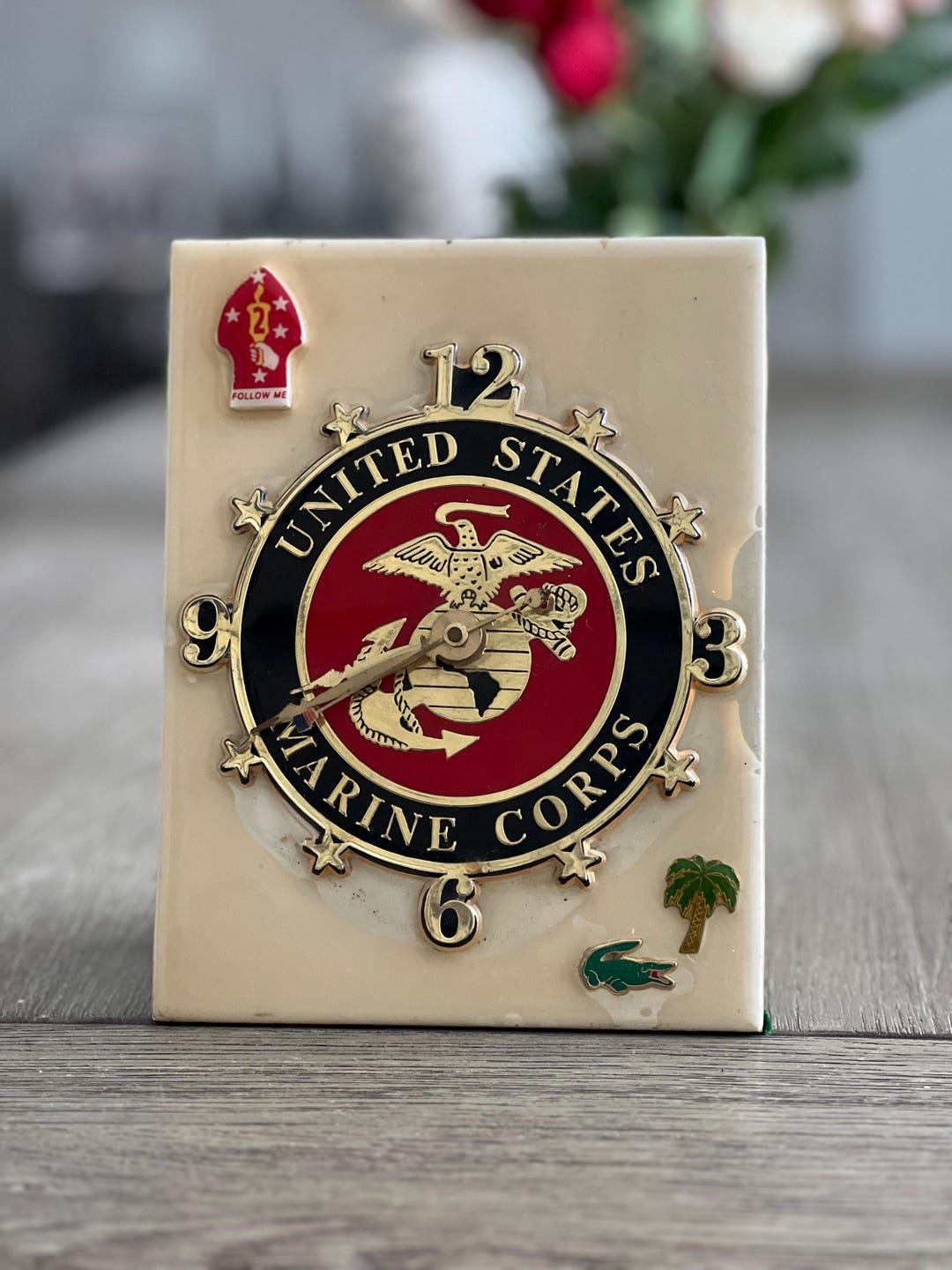 Vintage Marine Corps Wall Clock Unique Handmade Analog Clock With USMC ...