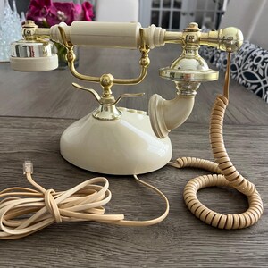 Vintage Phone Cream & Gold Push Button Phone Antique Style Push Button ...