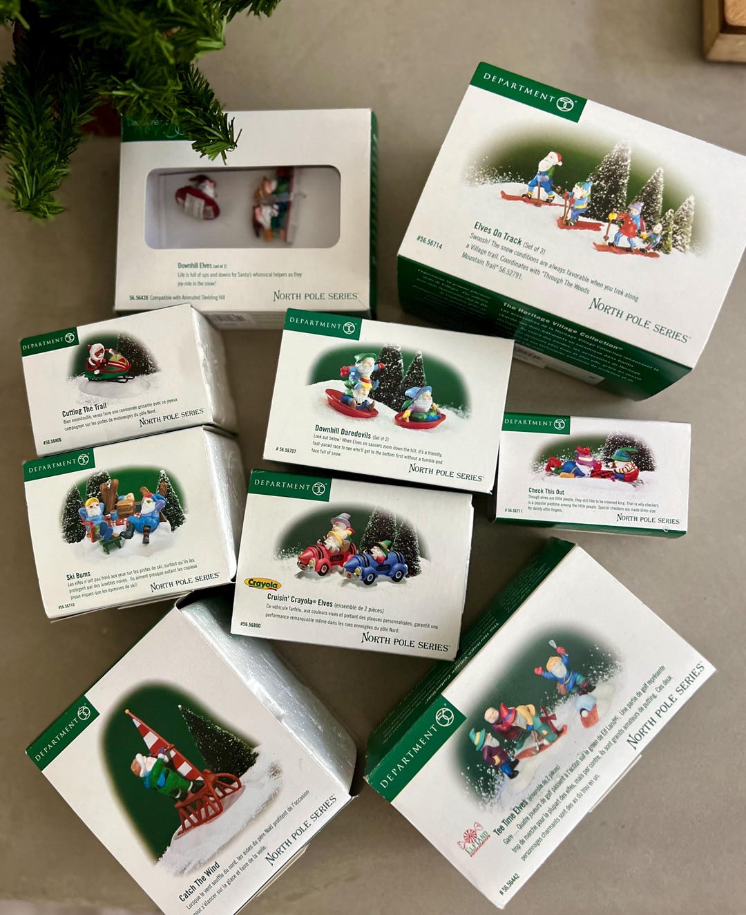 Dept56 North Pole Elves Figurines: Skiing, Sleighing, Snow Tubing - Etsy