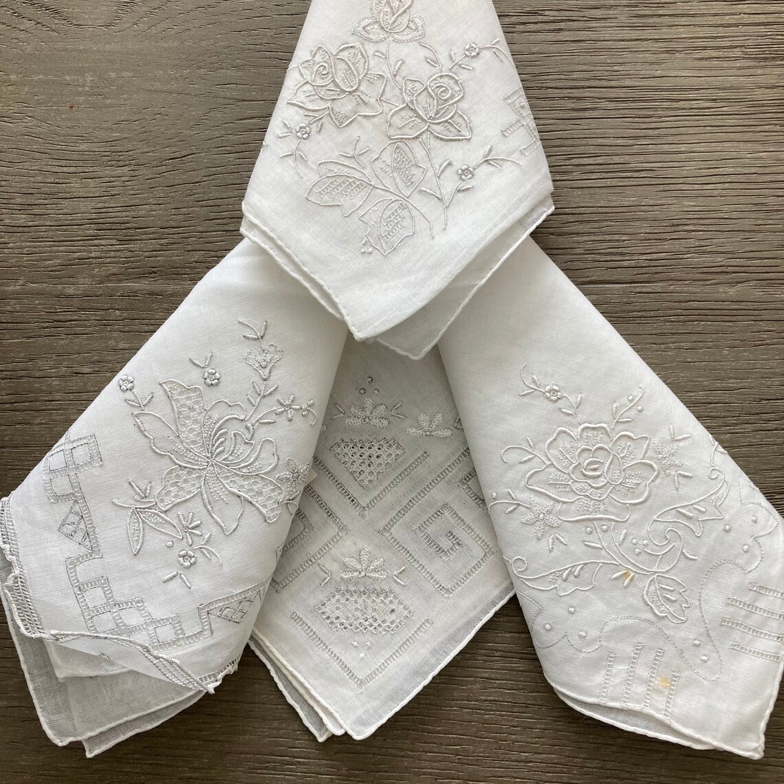 Vintage White Handkerchiefs Bridal White Linen Set of 4 | Etsy