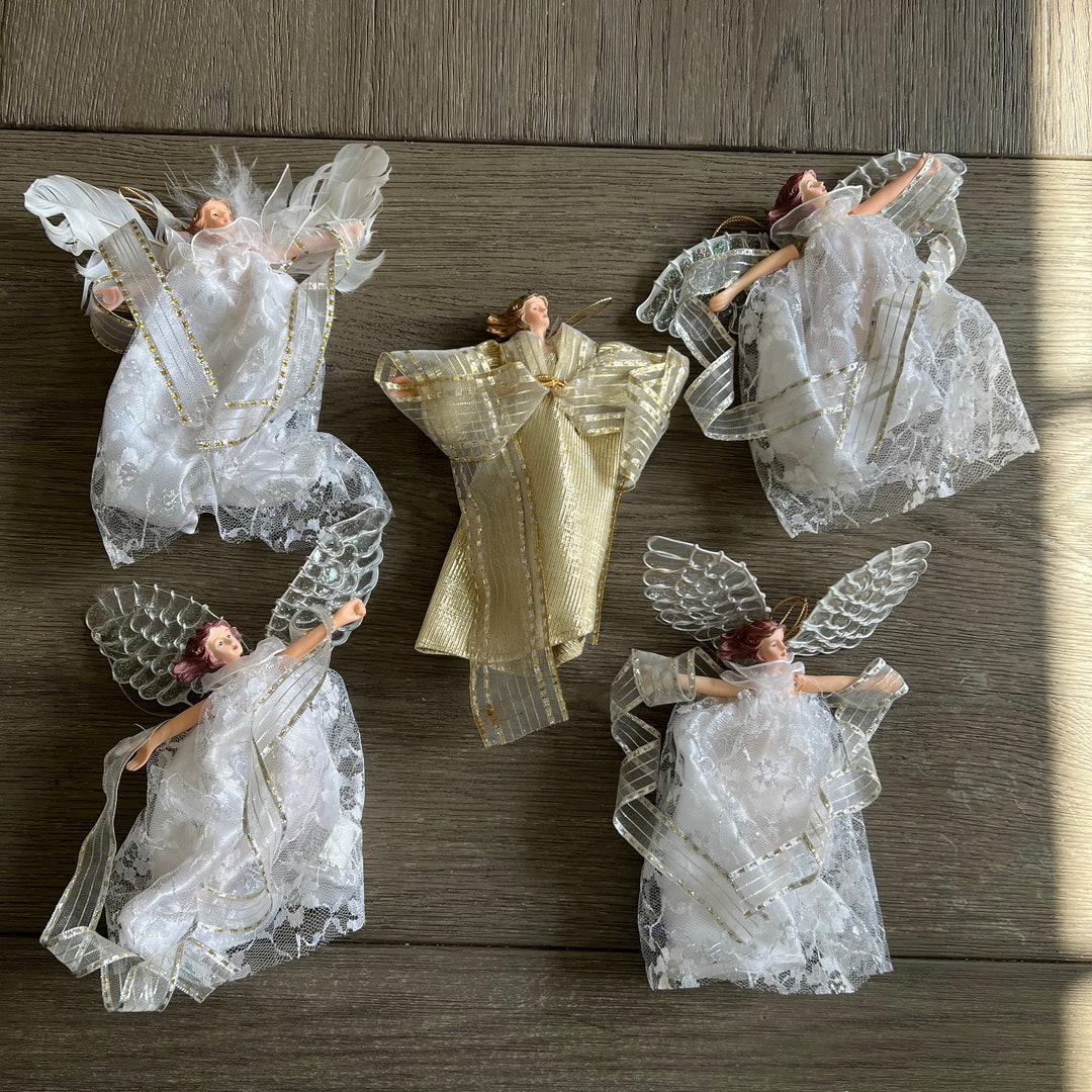 Vintage Angel Ornaments Set of 5 Handcrafted Angels With Wings Tree ...